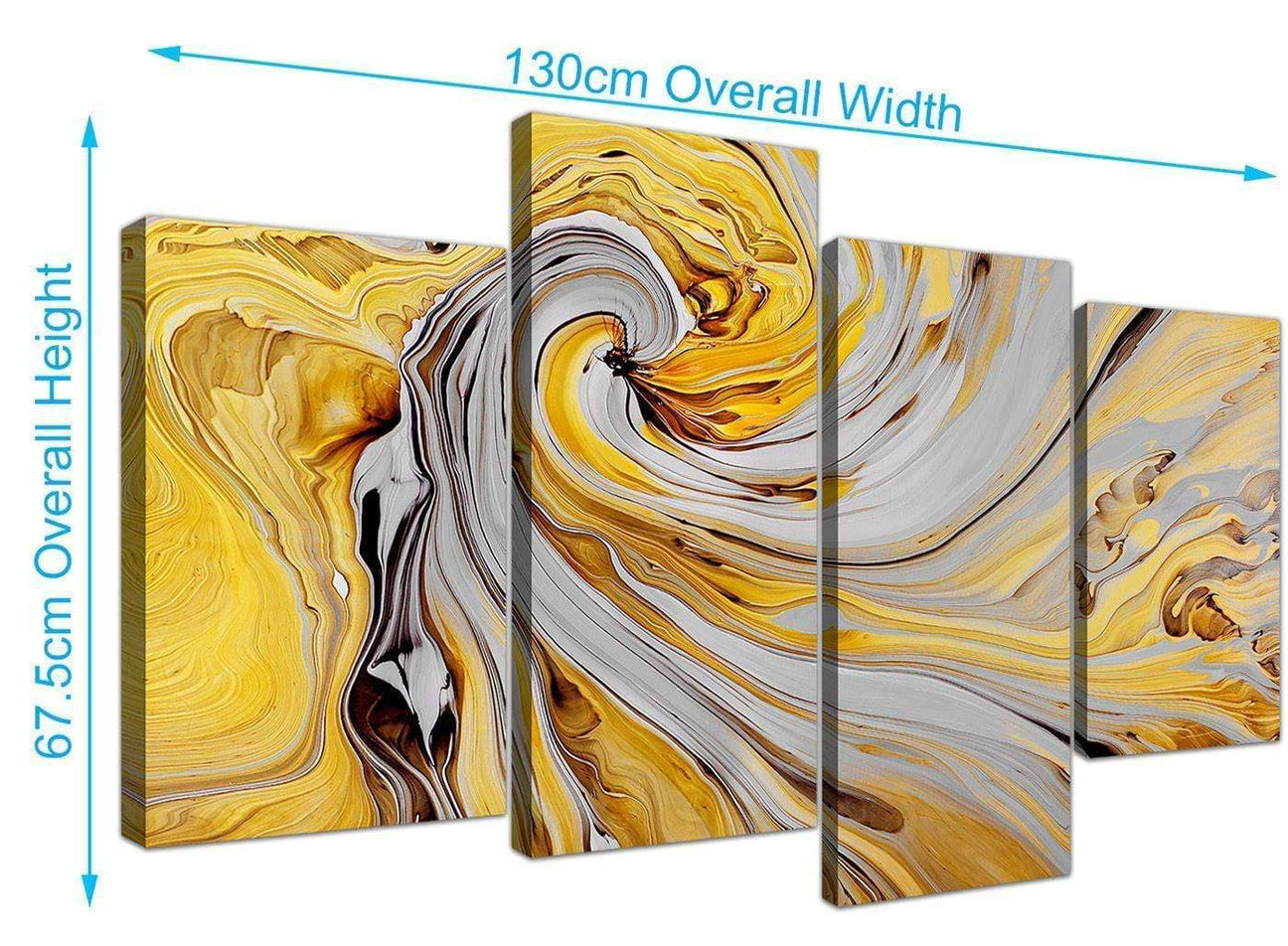 Mustard Yellow and Grey Spiral Swirl - Abstract Canvas Modern ...