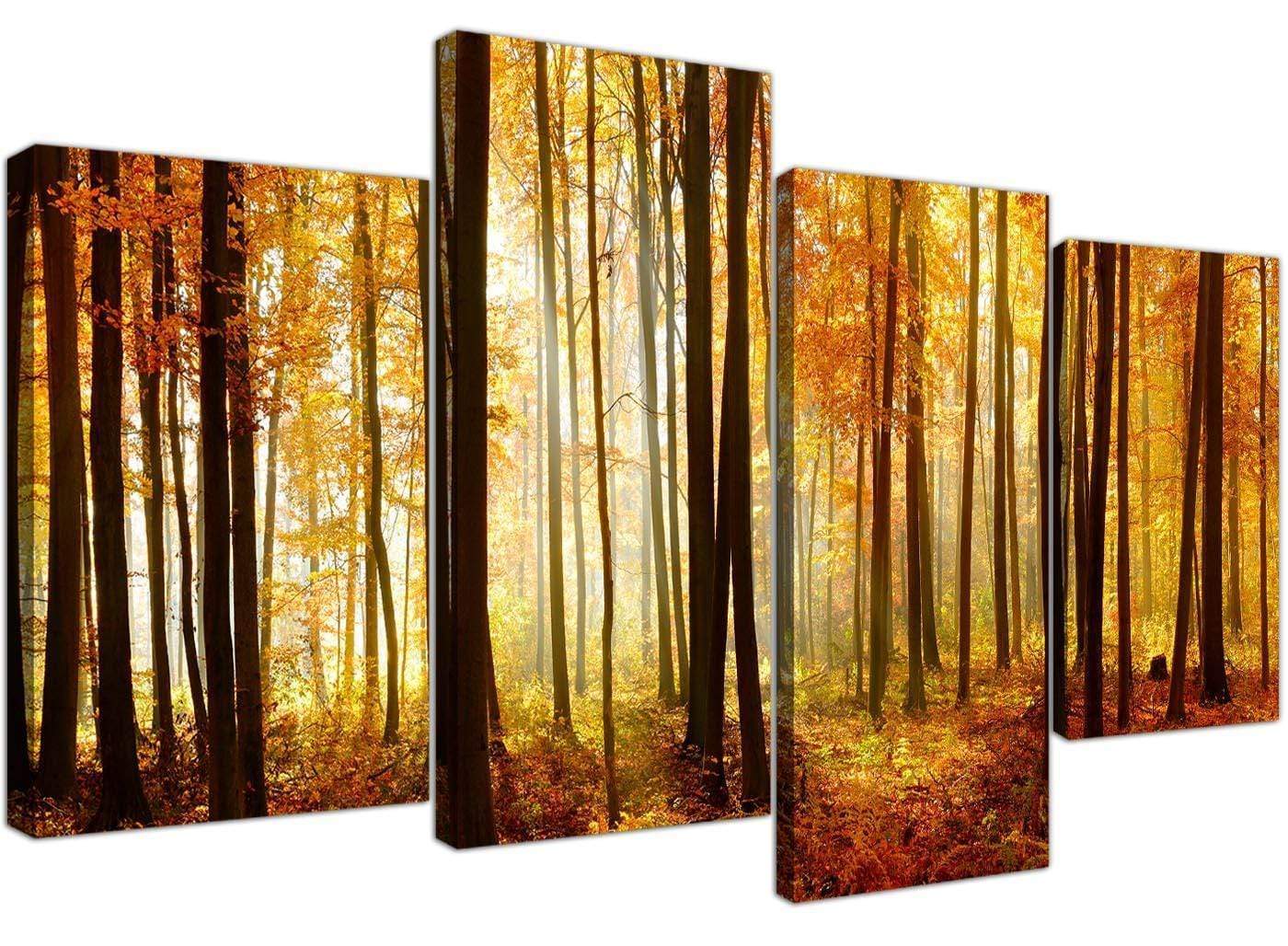 Orange Autumn Forest Scene Woodland Trees Canvas