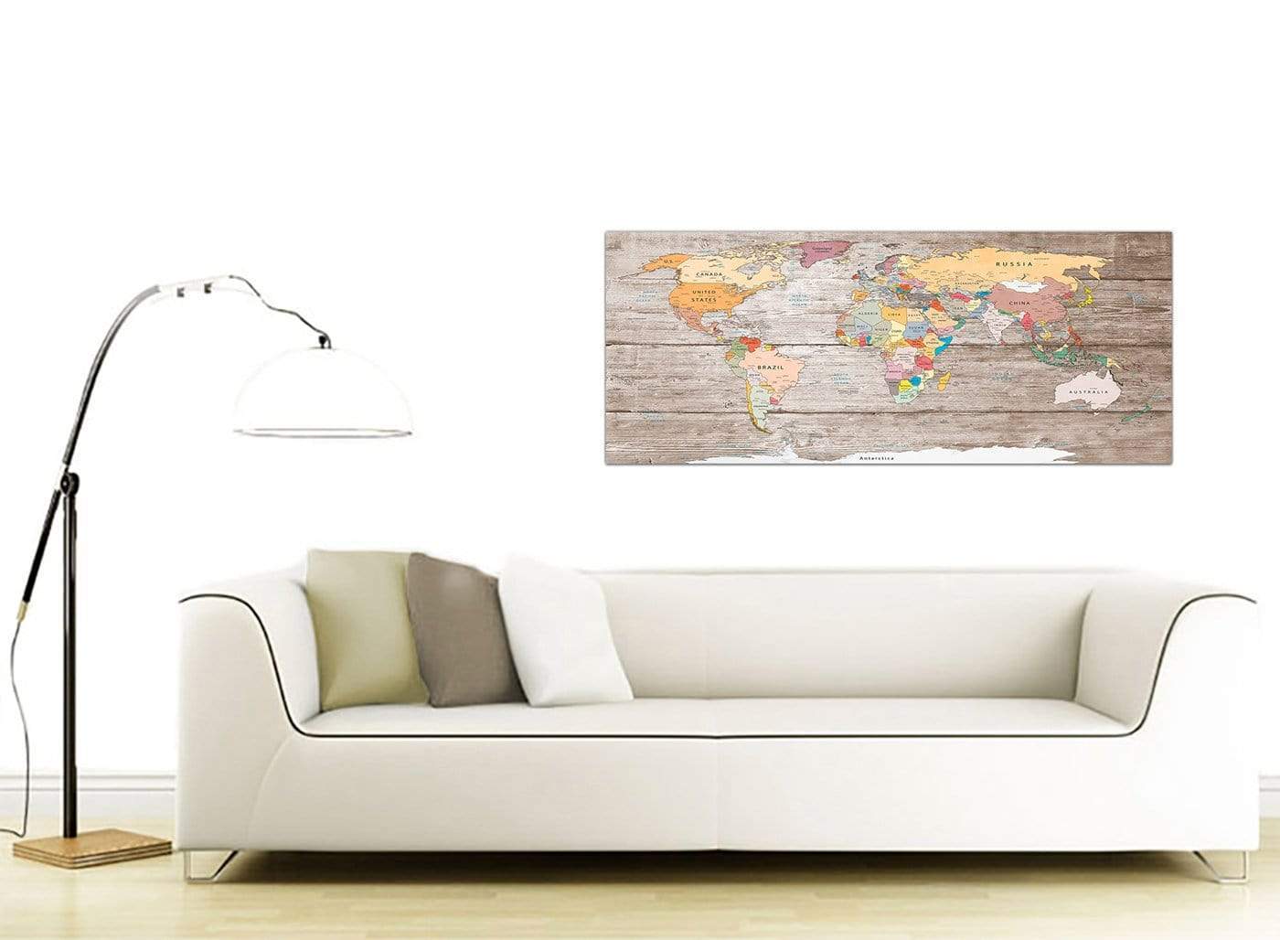 Large Decorative Map of World Atlas Canvas Wall Art Print - Modern