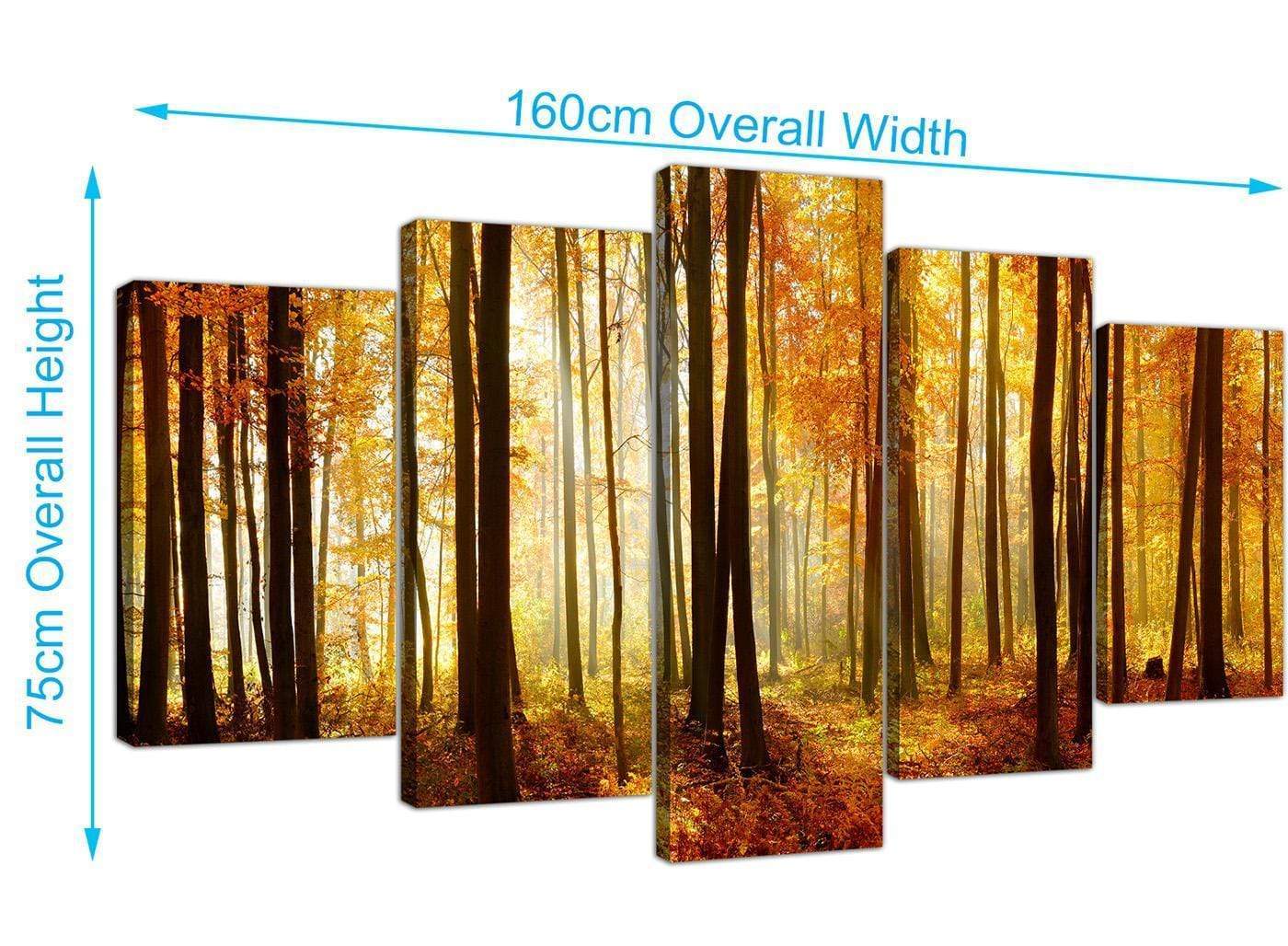 Orange Autumn Forest Scene Woodland Trees Canvas