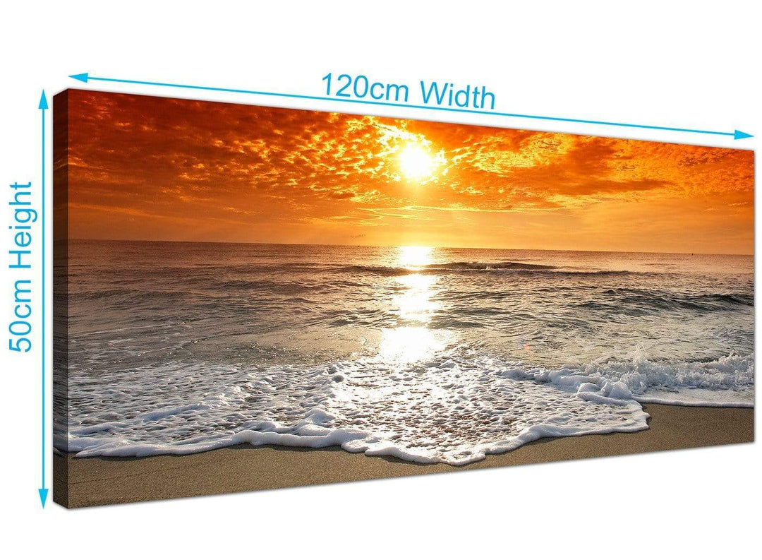 Ocean Sunset Beach Scene View Orange Landscape Canvas – wallfillers.co.uk