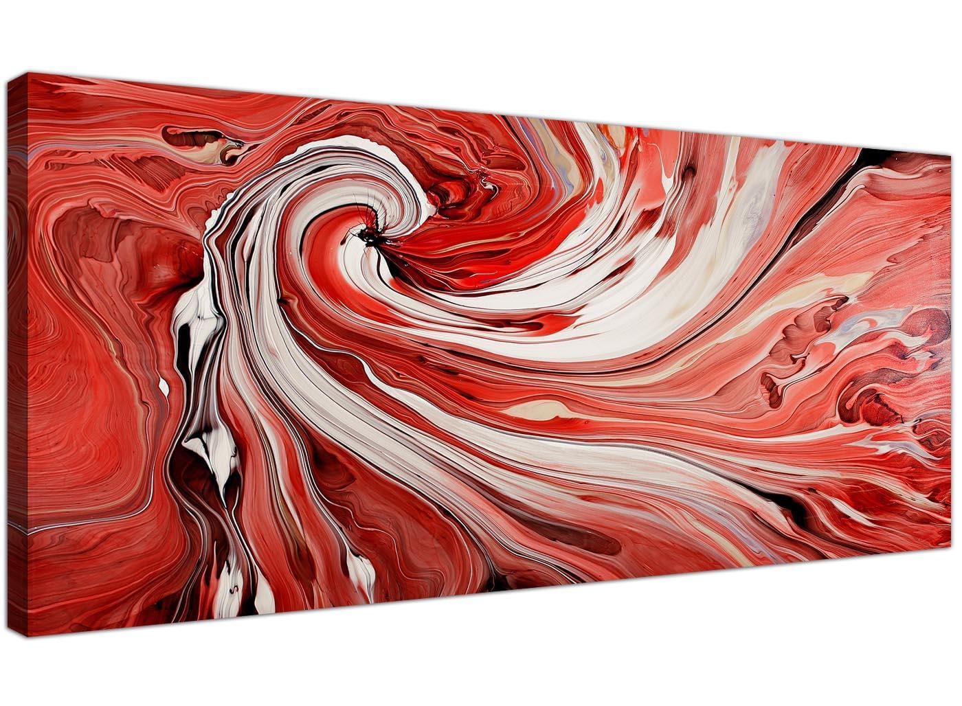 Red and White Spiral Swirl - Abstract Canvas Modern