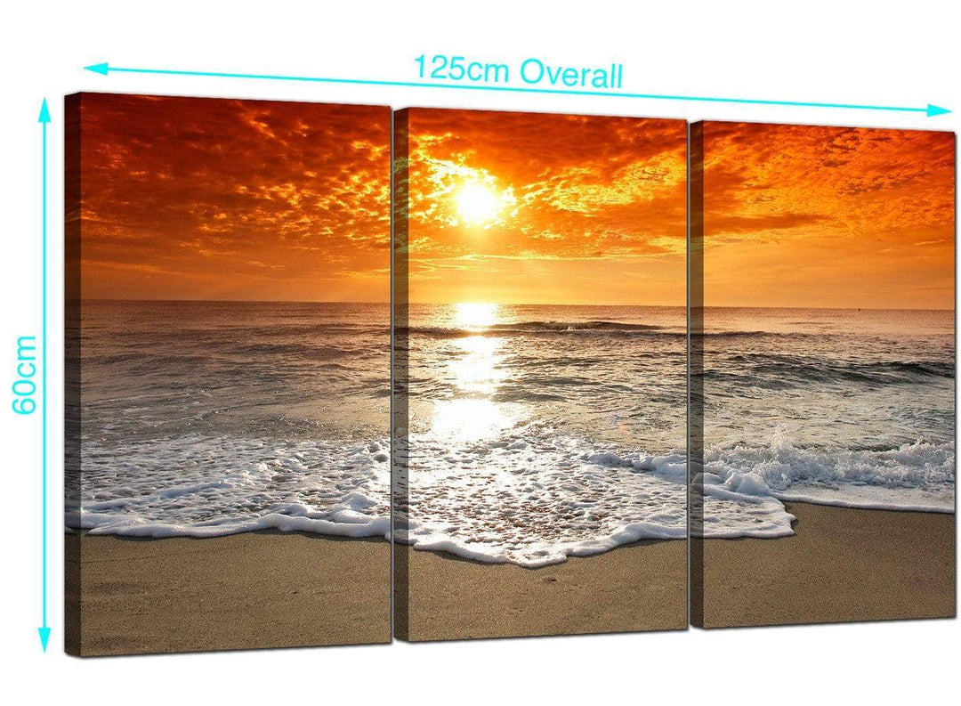 Ocean Sunset Beach Scene View Orange Landscape Canvas – wallfillers.co.uk
